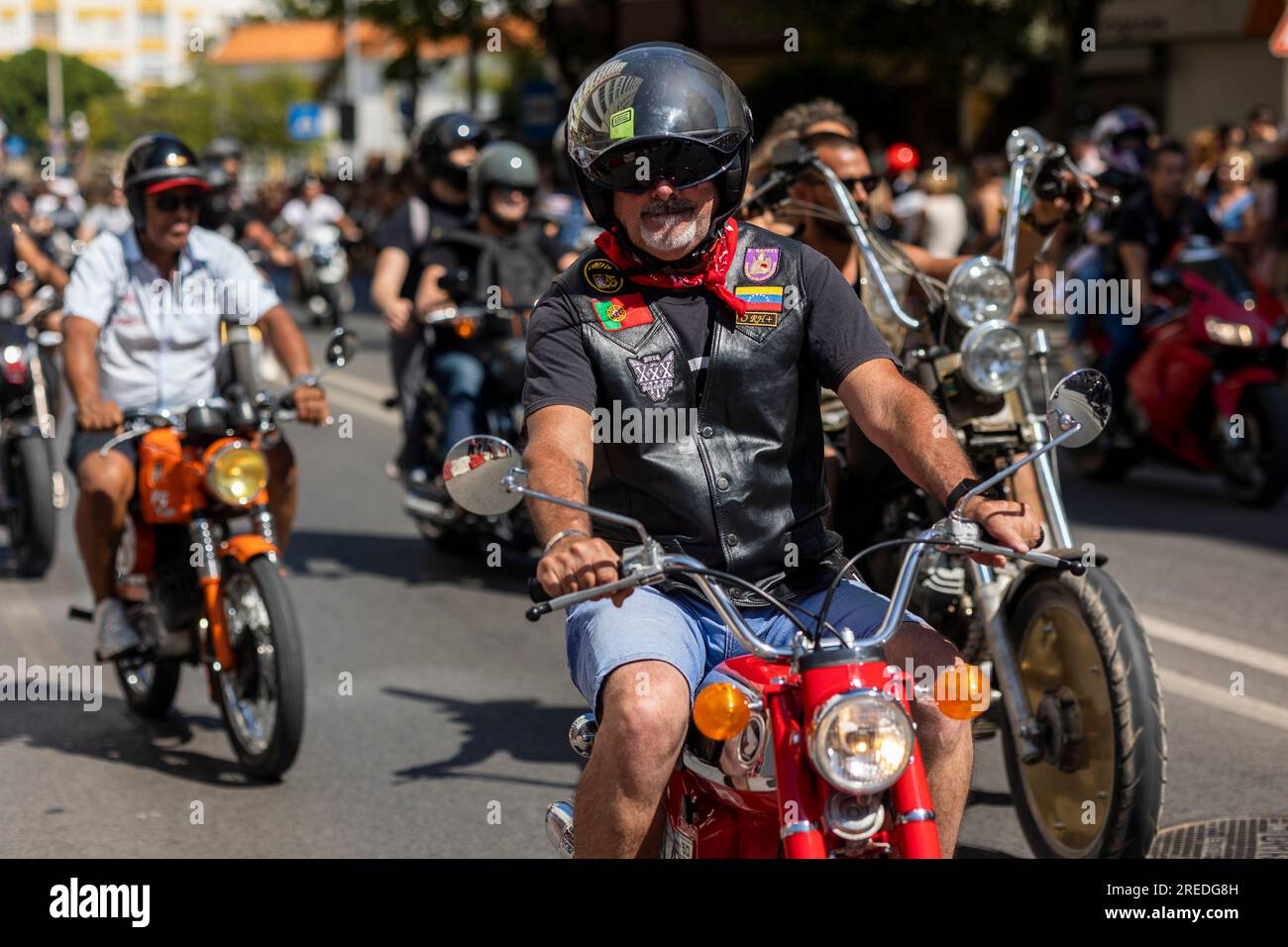 FARO, PORTUGAL - 24th JULY, 2023: Parade of several motorcyclists on ...