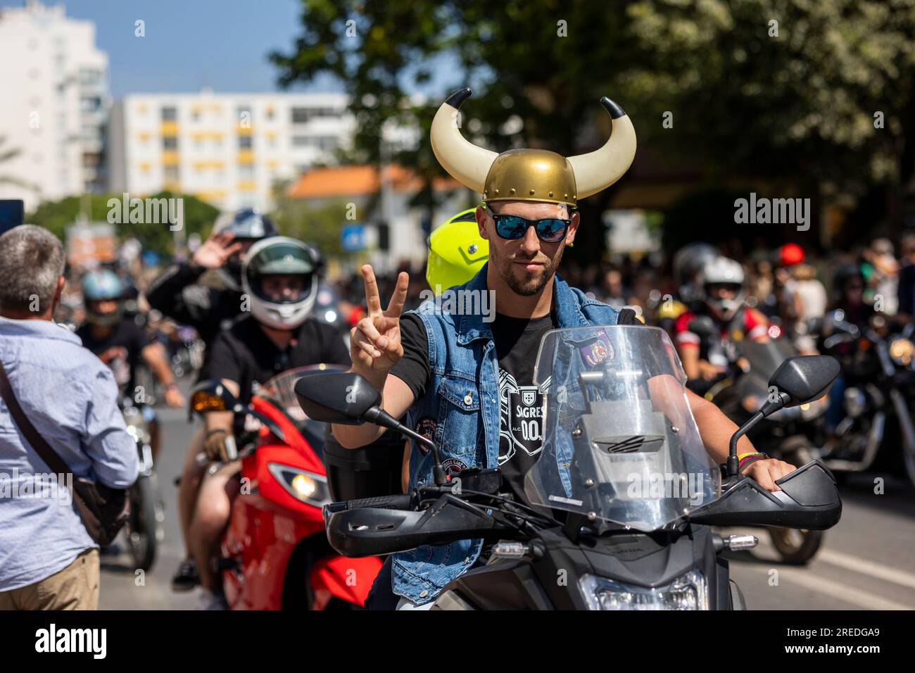 FARO, PORTUGAL - 24th JULY, 2023: Parade of several motorcyclists on ...
