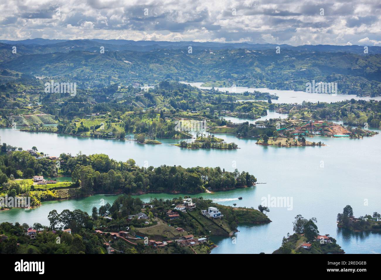 Panorama view of Guatape lake area, Colombia, South America Stock Photo ...