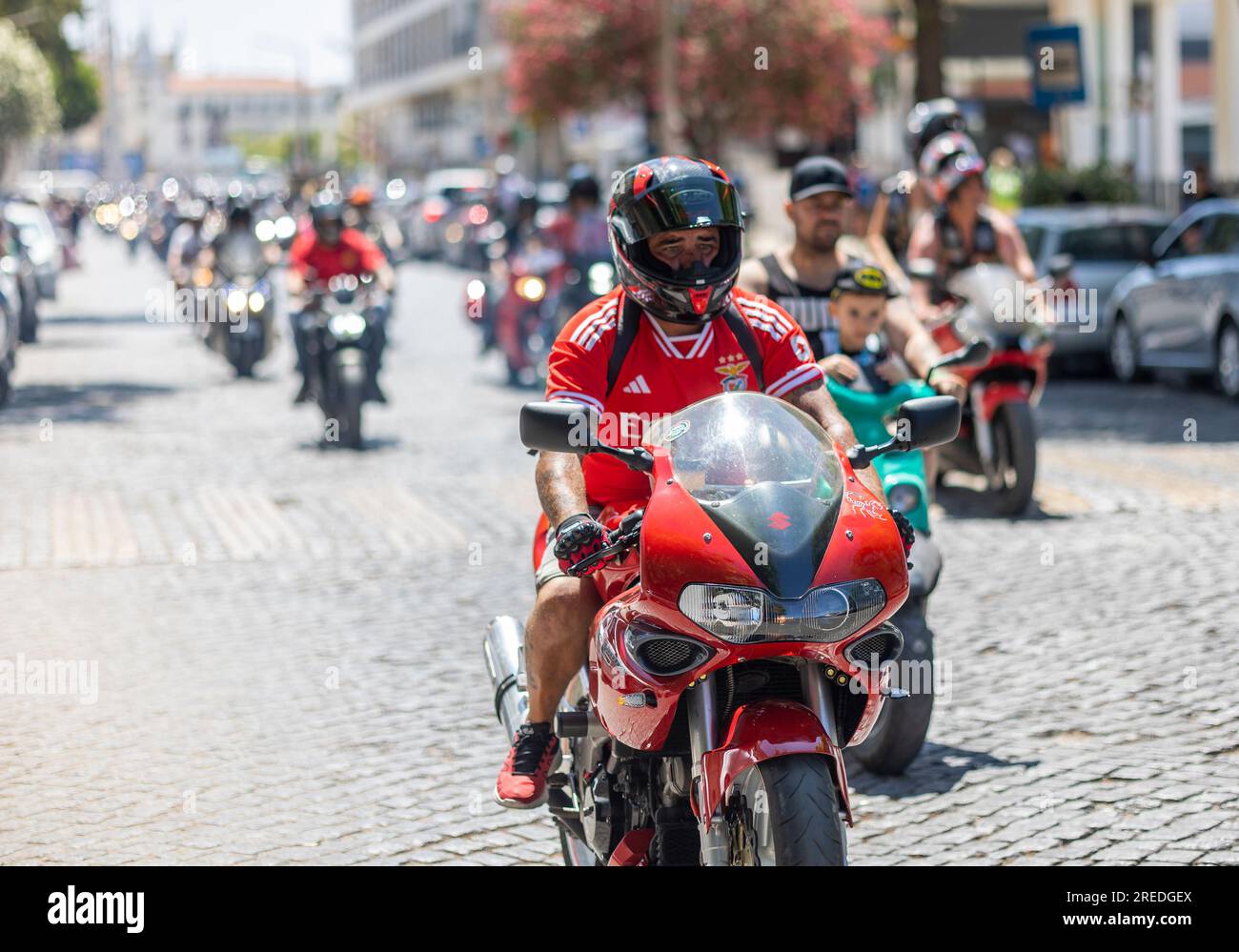 FARO, PORTUGAL - 24th JULY, 2023: Parade of several motorcyclists on ...