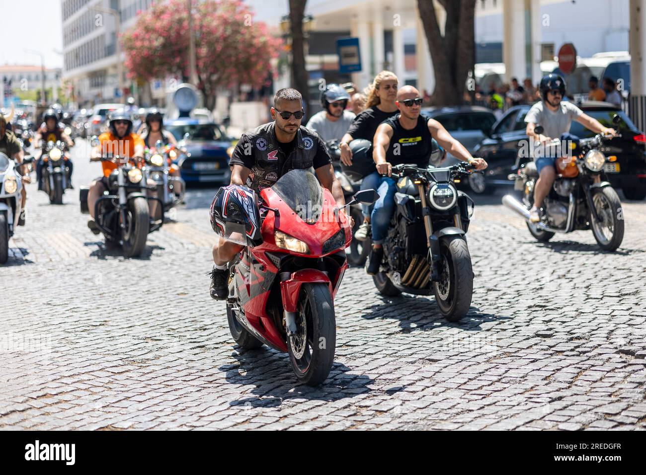 FARO, PORTUGAL - 24th JULY, 2023: Parade of several motorcyclists on ...