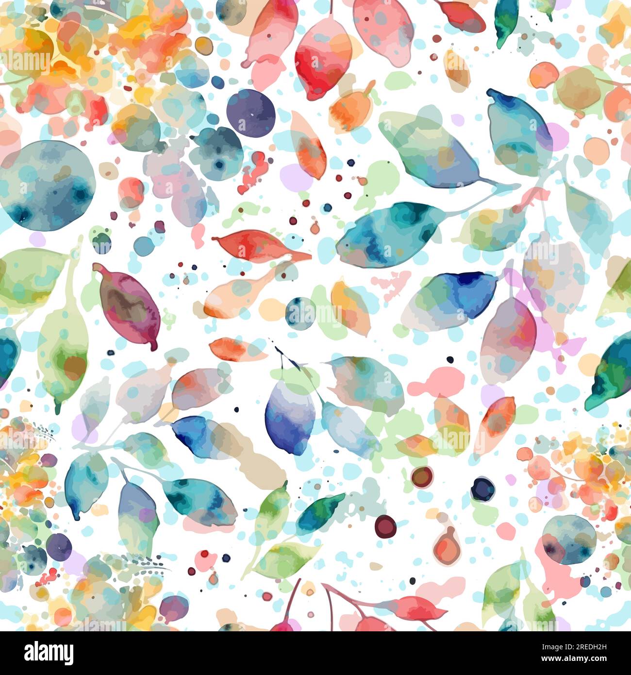 Leaves colored watercolor seamless pattern. Vector illustration Stock ...