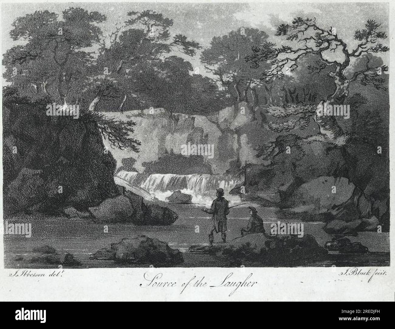 Source of the Laugher circa 1795 by John Bluck Stock Photo - Alamy