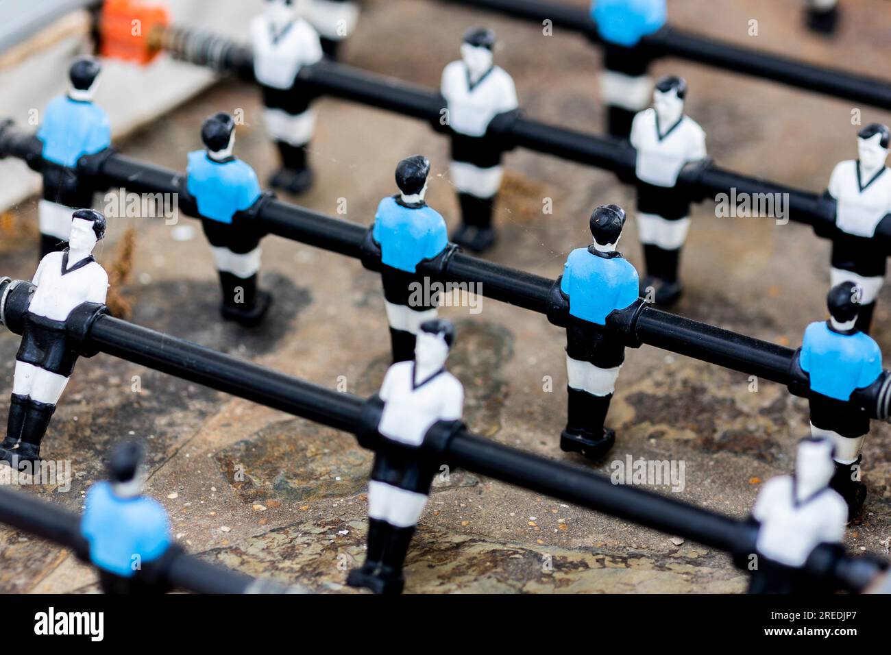 Close view of the classic Table football game also know as foosball or ...