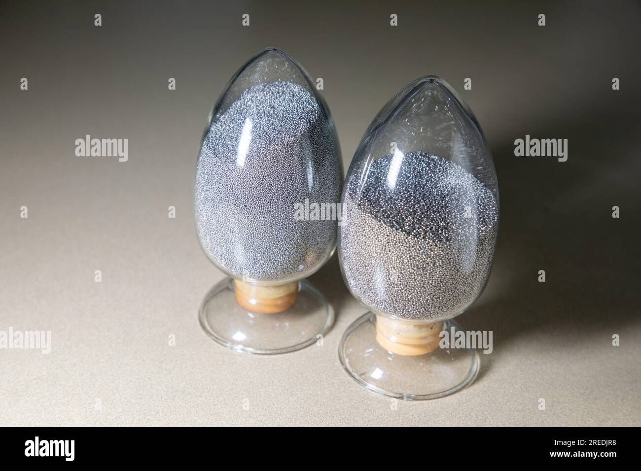 Close up of abrasive blasting media sample,cut wire shot peening,steel ...