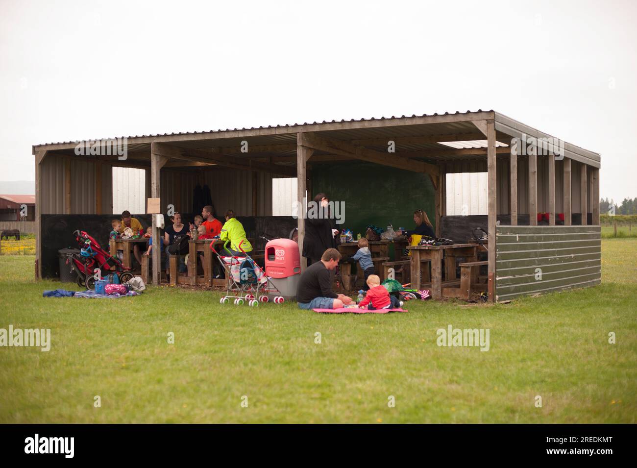 Families picnic in a wooden hut shelter at Briarlands Farm family run ...
