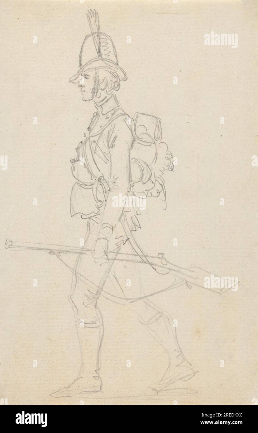 Full-Length of Soldier Carrying Gun in Hand and Gear on His Back by ...