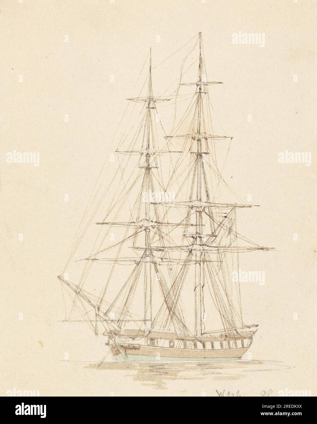 Single Hermaphrodite Brig, Bow Forward by Joseph Cartwright Stock Photo ...