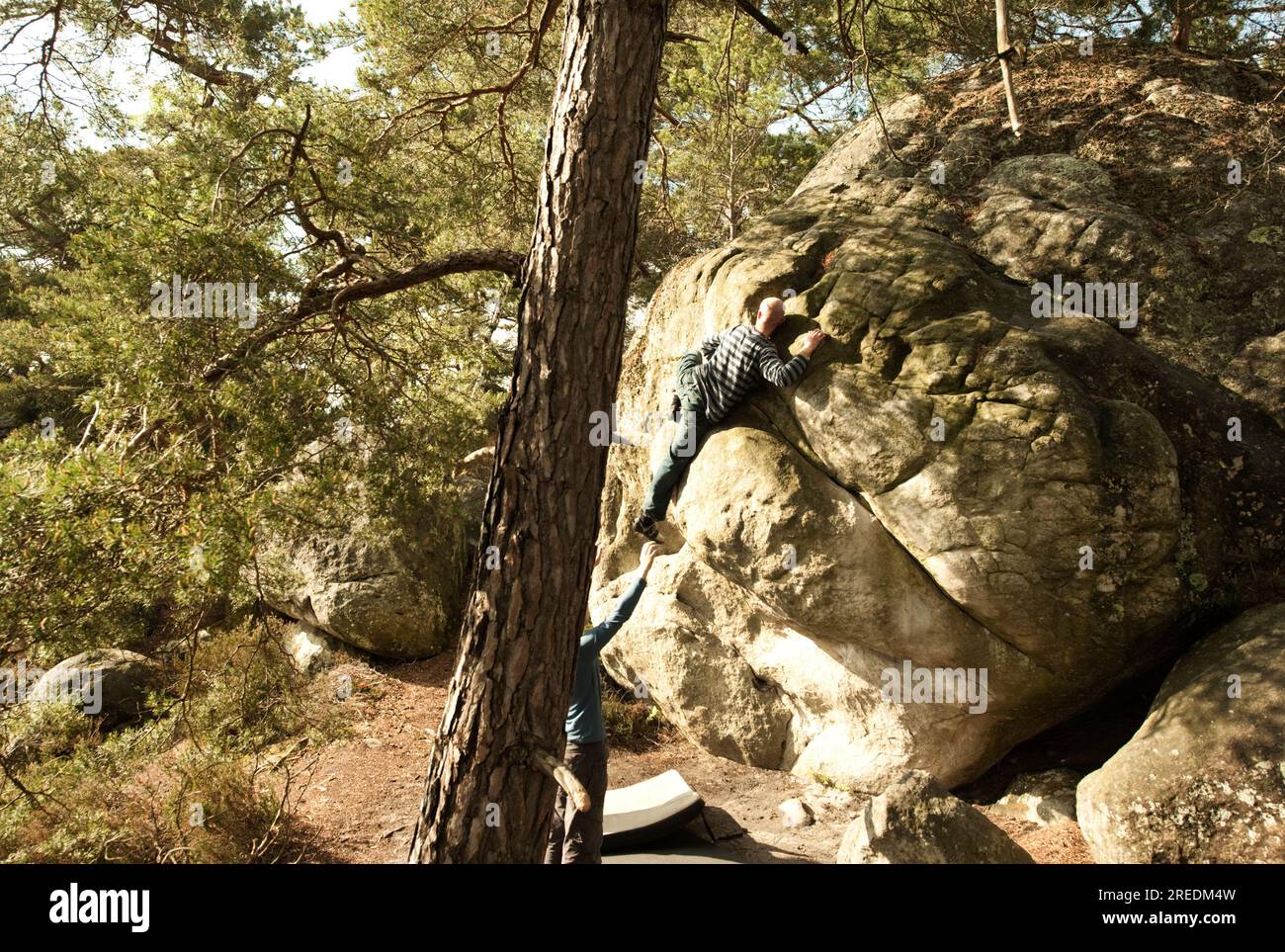 The climbing boulders rocks and trees within the climbing and ...