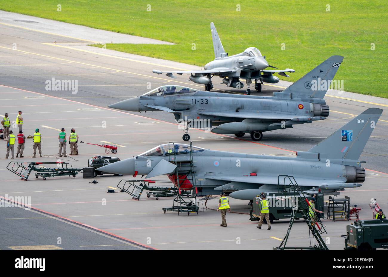 Spanish Air Force Typhoon fighter jets alongside the RAF's Typhoon jets ...