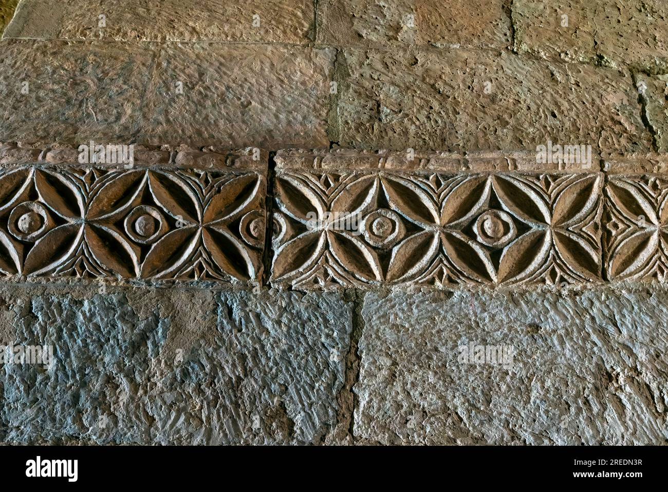Interior of Visigothic church of San Juan Bautista, founded in 661 AD ...