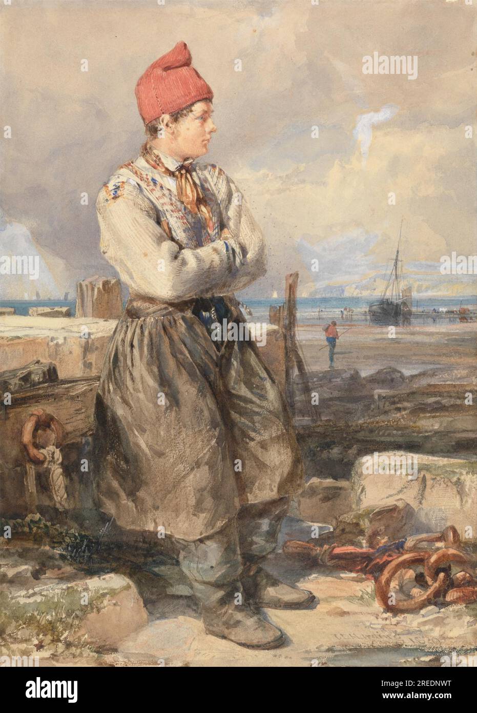 French Coast Scene with Fisherboy 1829 by James Duffield Harding Stock ...