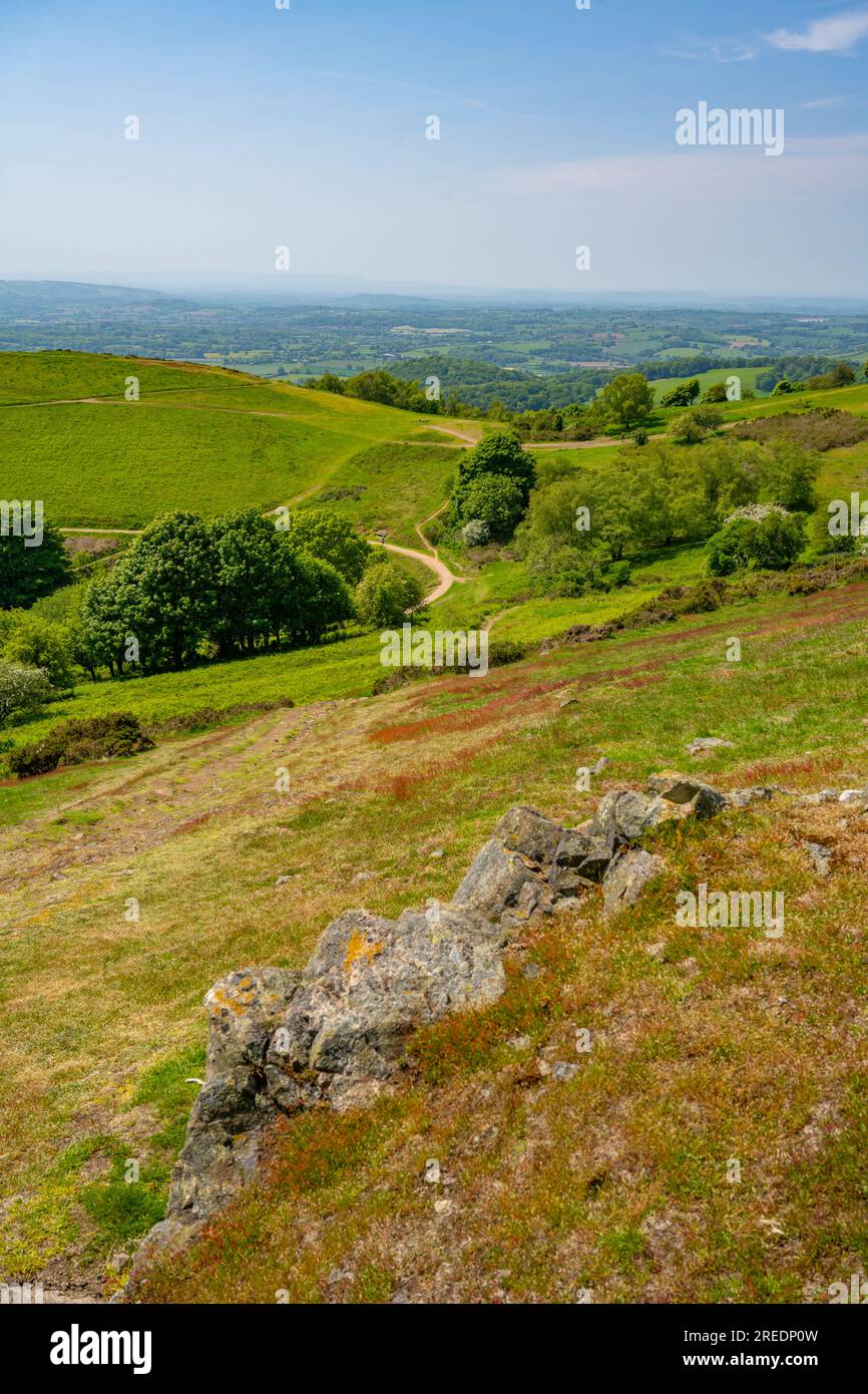 Looking down from North Hill in the Malvern Hills in Great Malvern ...