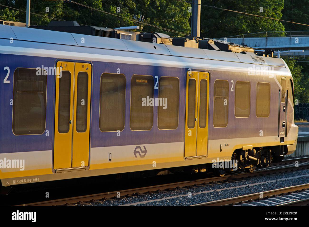 Arnhem, Netherlands - June 11, 2023: Blue, yellow and white Sprinter ...
