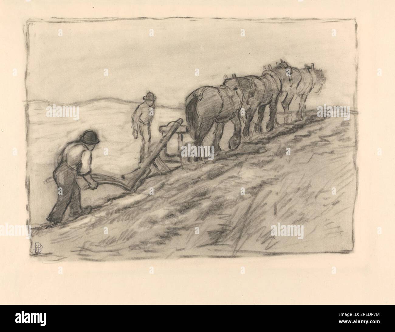 Ploughing the Hillside circa 1905 by Robert Bevan Stock Photo - Alamy