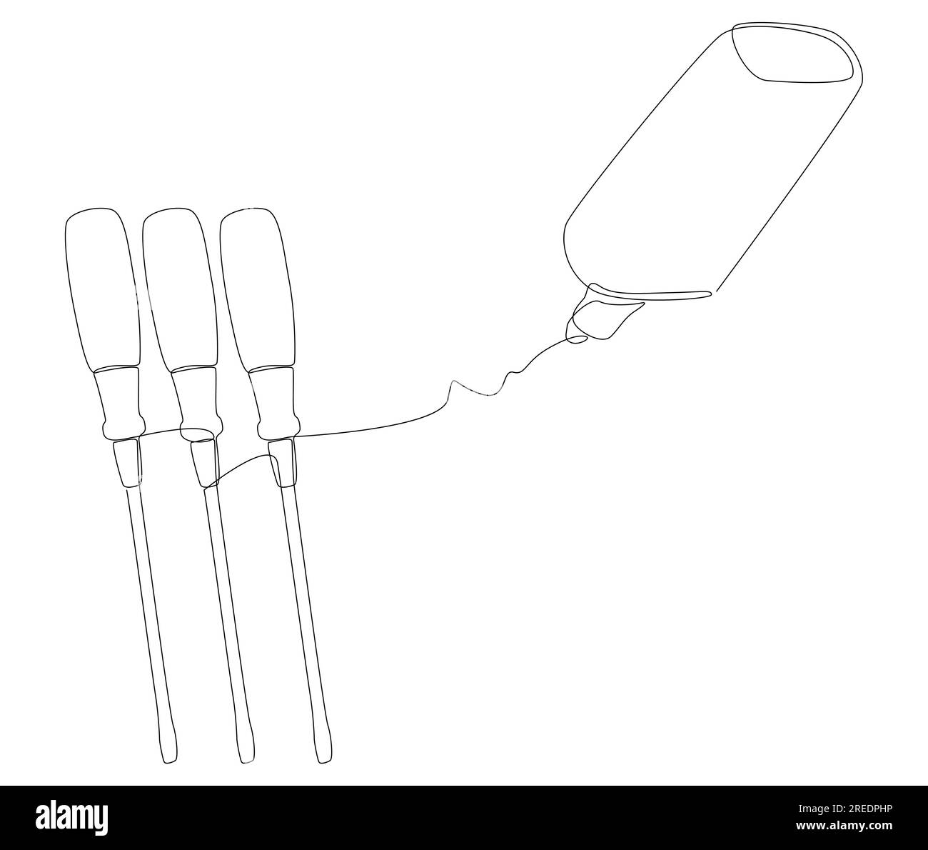 One Continuous Line Of Screw Driver Drawn With A Pencil Felt Tip Pen Thin Line Illustration