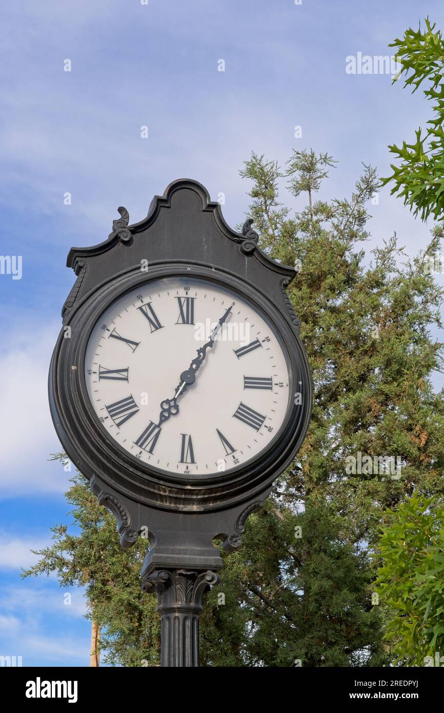 Clock tower stand against blue sky in downtown Alpine Texas Stock Photo ...