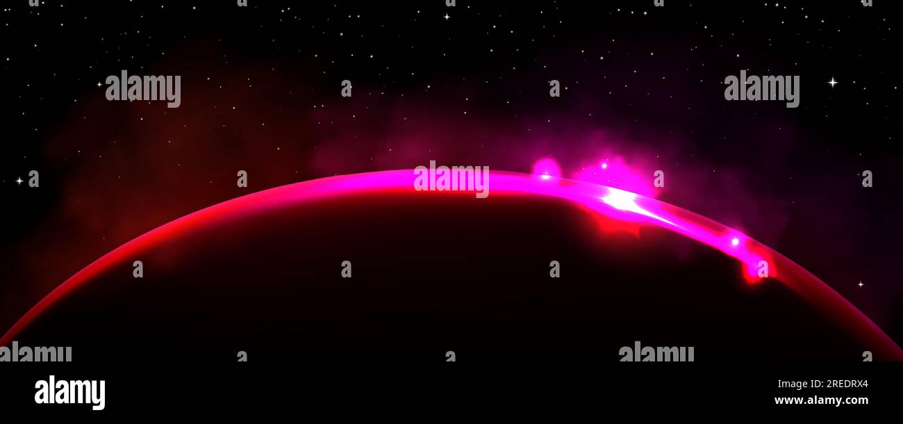 Earth, planet or moon horizon at sunrise or eclipse. Abstract ...