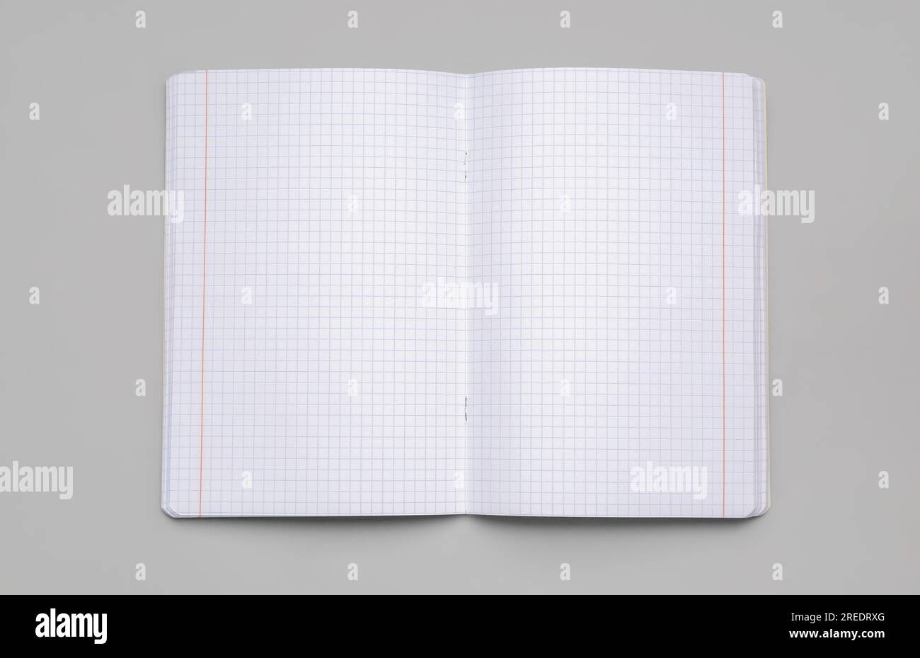Blank copybook pages on grey background Stock Photo - Alamy