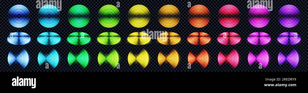 Realistic color set of radio wave signal sign isolated on transparent ...