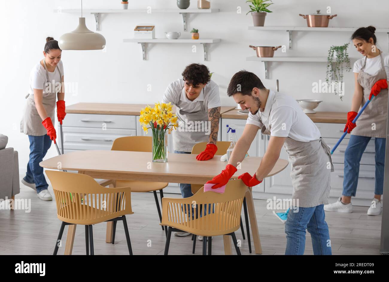 Professional young janitors in hi-res stock photography and images - Alamy