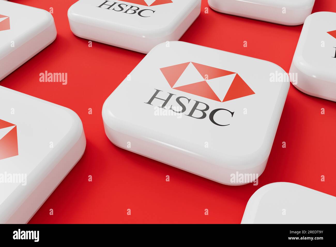 LONDON, UK - July 2023: HSBC bank company logo. 3D Rendering Stock ...