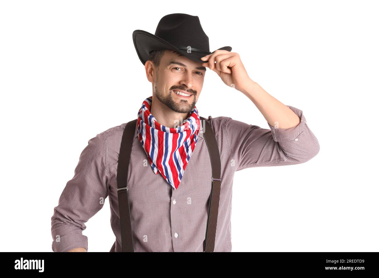 Handsome cowboy on white background Stock Photo - Alamy