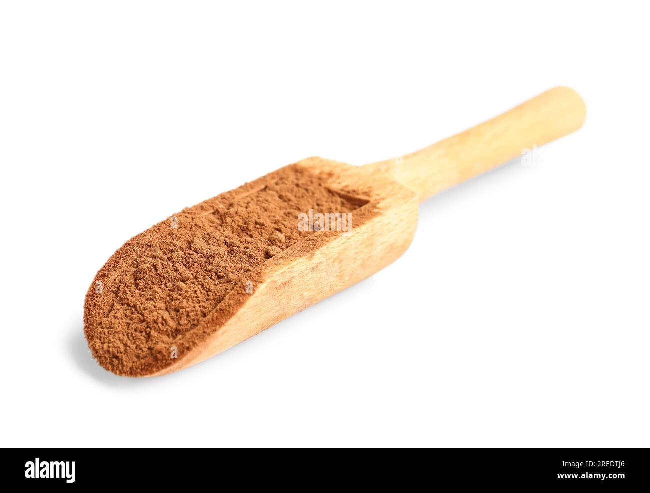 Scoop with cocoa powder isolated on white background Stock Photo - Alamy