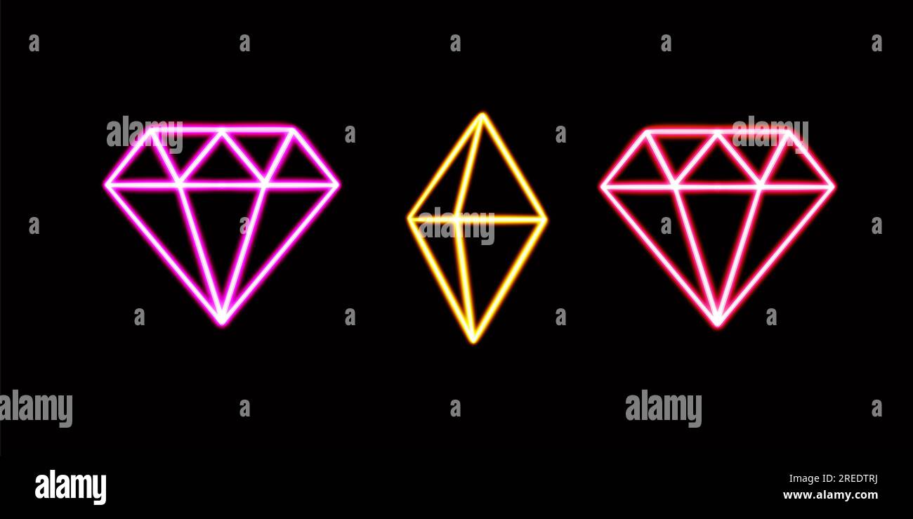 neon brilliant diamond symbol glowing desktop icon, neon sticker, neon ...