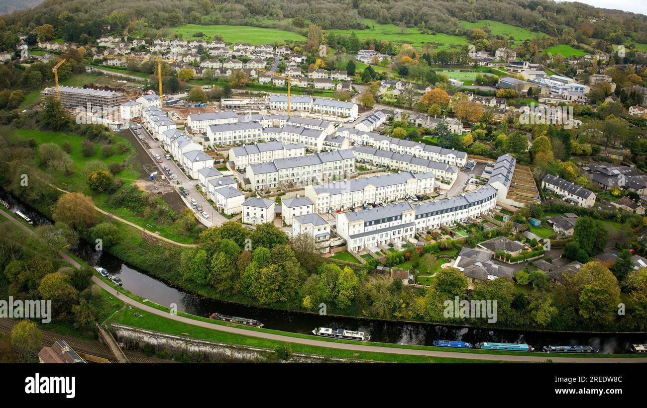 Bath, UK, November 11, 2022: Aerial Drone view over Holburne Park, a ...