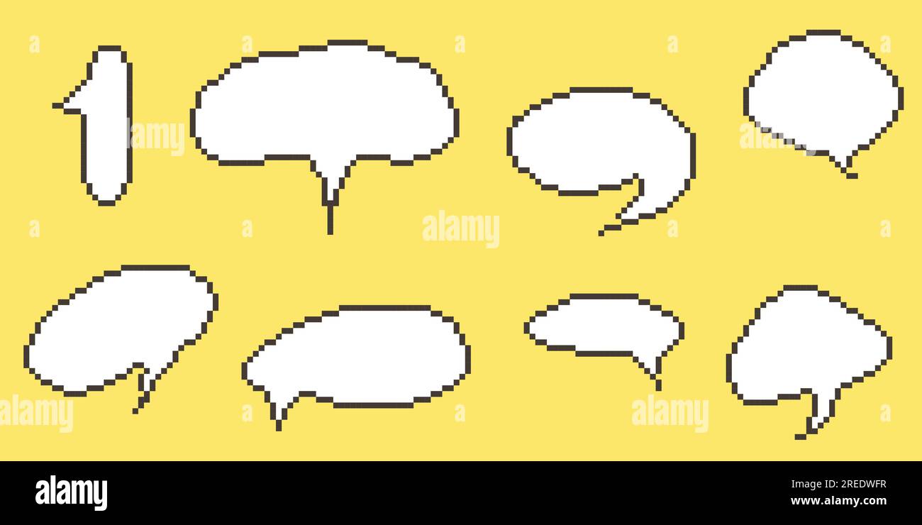 Pixel speech bubble Collection chart dialogue boxes. Retro game 8 bit ...