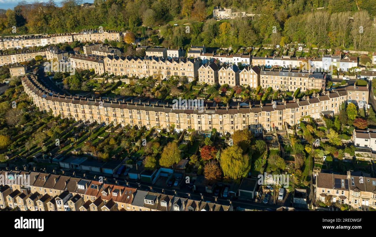 Bath, UK, November 18, 2022: Aerial Drone view over the Victorian ...
