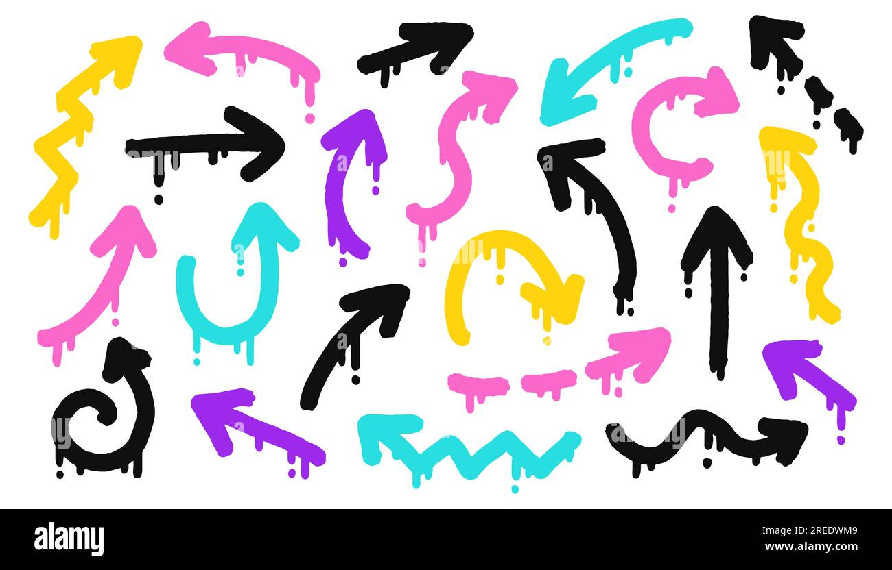 Graffiti arrow set. Spray painted arrows. Graffiti pointing arrow ...