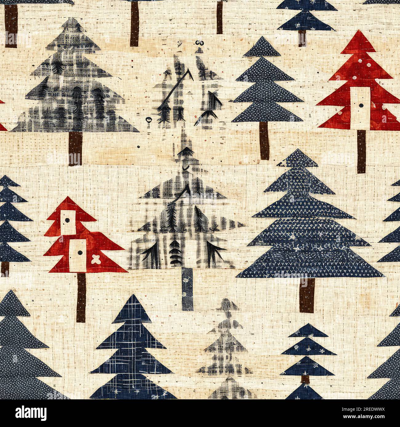 Rustic country christmas cottage with primitive hand sewing fabric ...