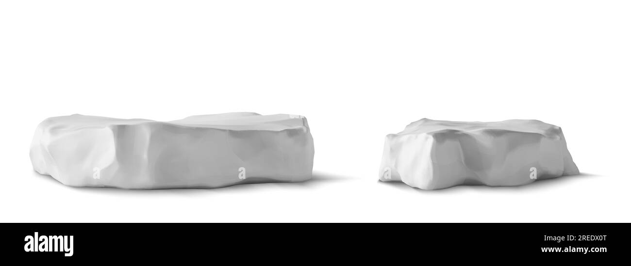3d stone base podium isolated on white background. Product display ...
