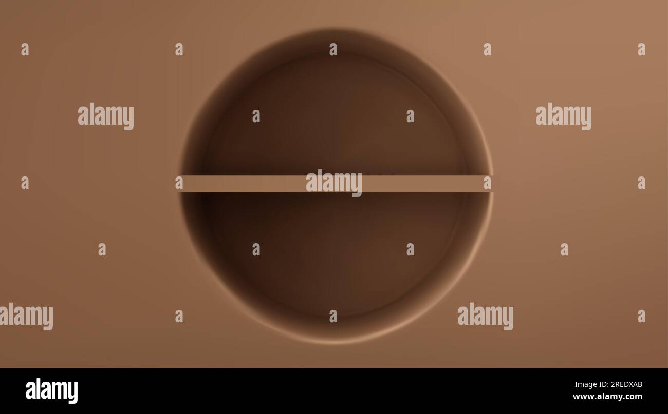 3d empty brown circle niche showcase shelf in wall background. Studio ...