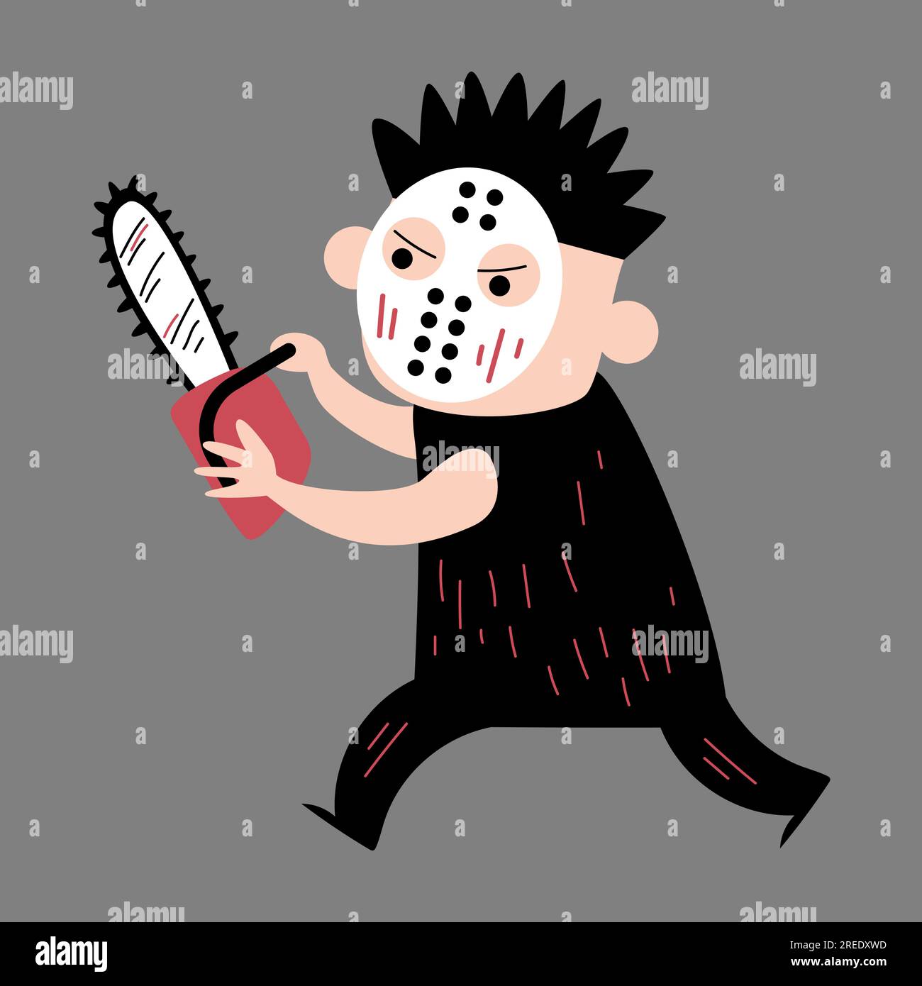 Murderer hold chainsaw . Halloween cartoon characters . Vector Stock ...