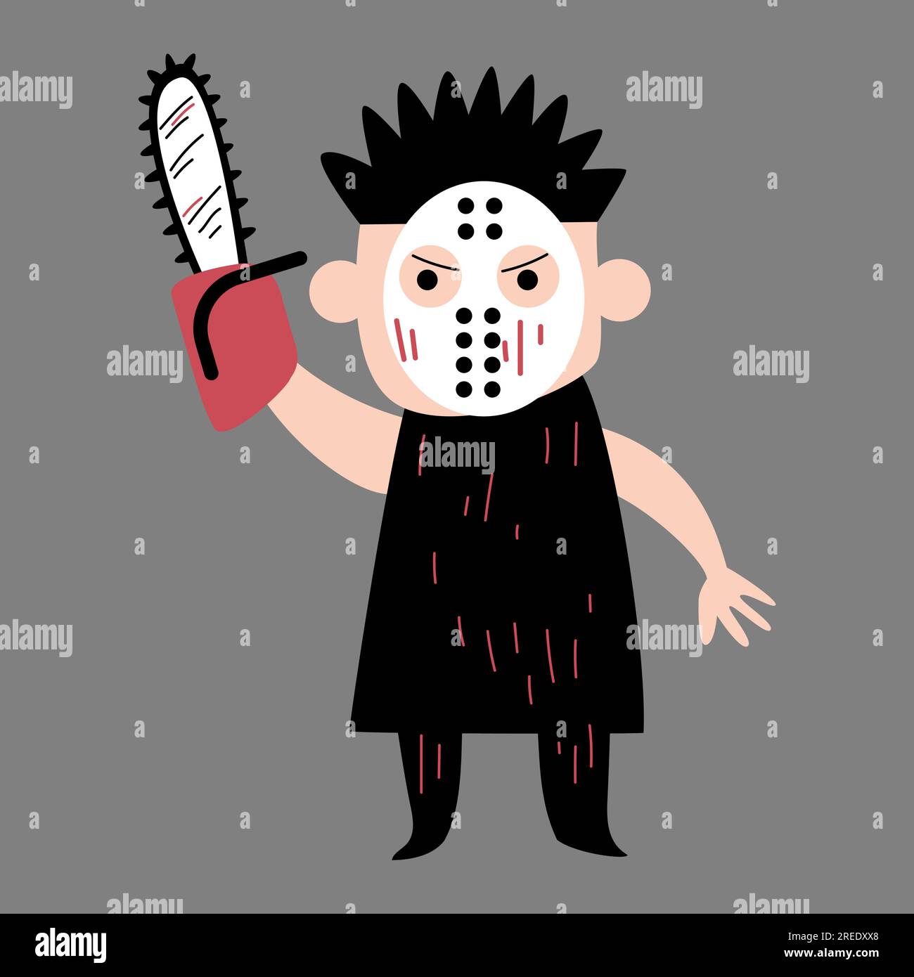 Murderer hold chainsaw . Halloween cartoon characters . Vector Stock ...