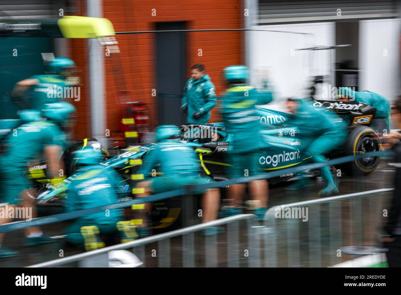 Stavelot, Belgium, 27/07/2023, Aston Martin F1 Team, ambiance, mechanic, mecanicien, mechanics ...