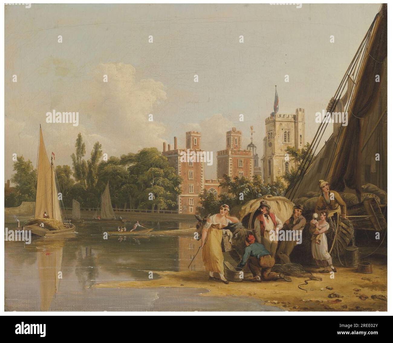 A view of Lambeth Palace from the Thames by John Thomas Serres Stock ...