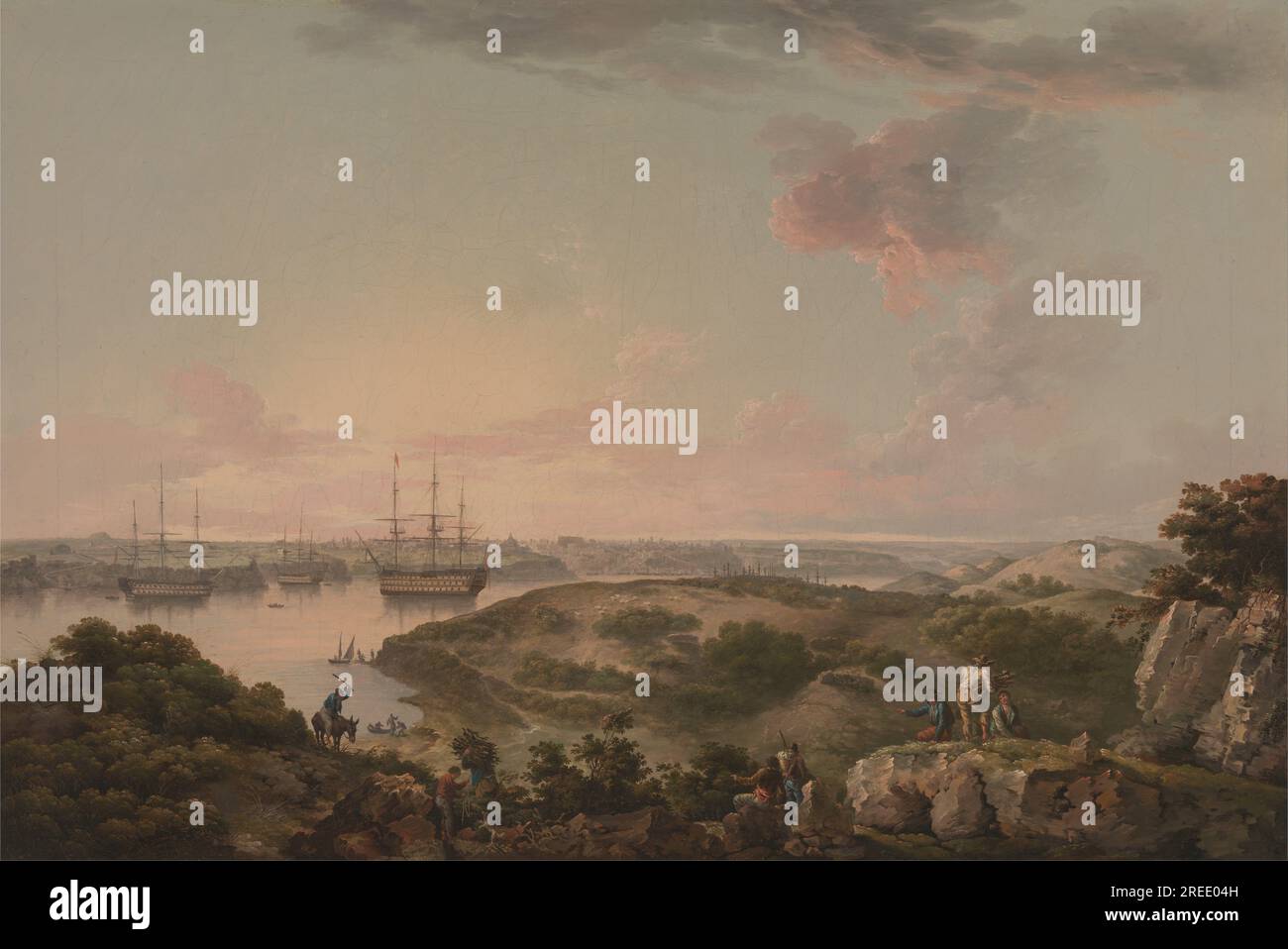 Port Mahon, Minorca with British Men-of-War at Anchor circa 1795 by ...