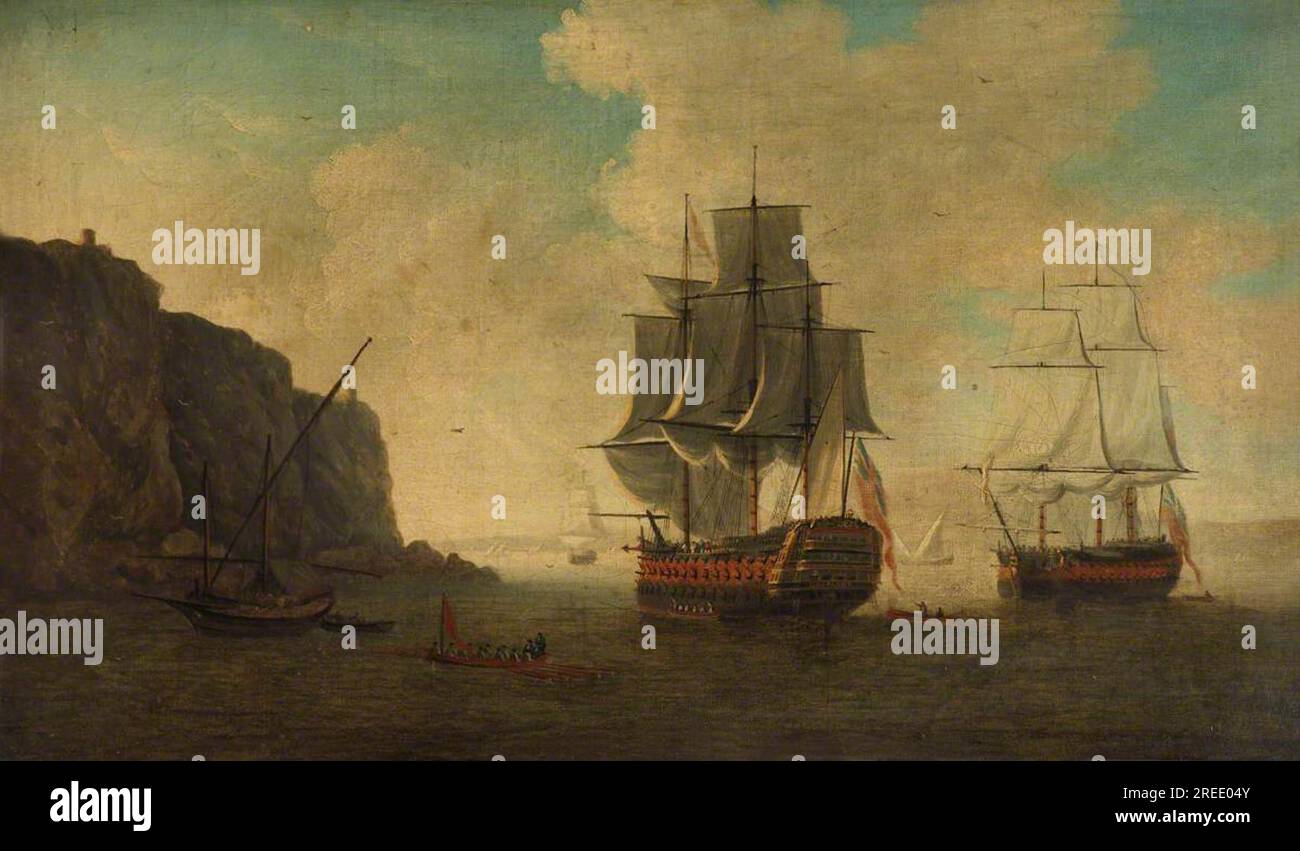 HMS Barfleur by John Thomas Serres Stock Photo - Alamy