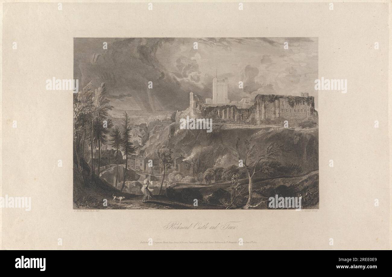 Richmond Castle and Town 1820 by John Wykeham Archer Stock Photo - Alamy