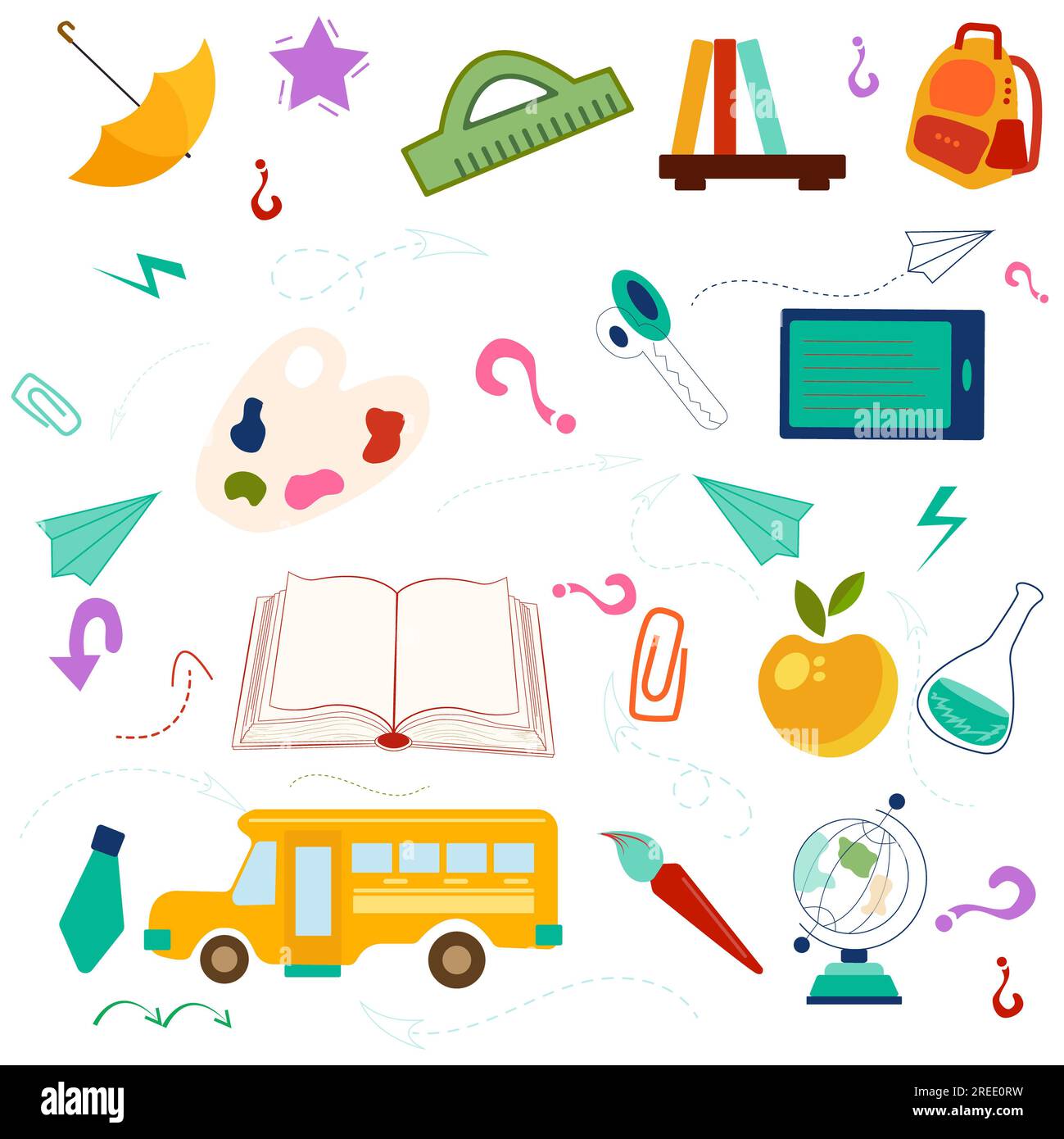 School seamless pattern. Set of school elements. Back to school. For ...