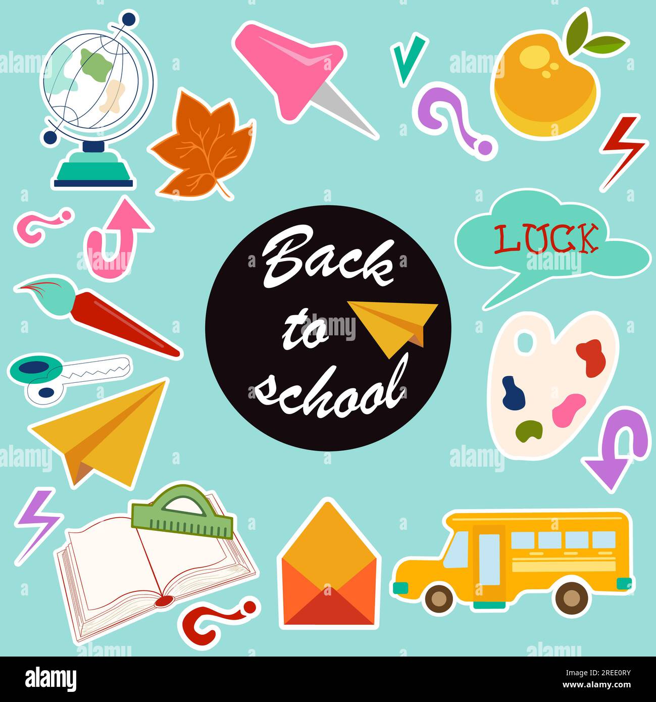 School set of stickers. Set of school elements. Back to school. For ...