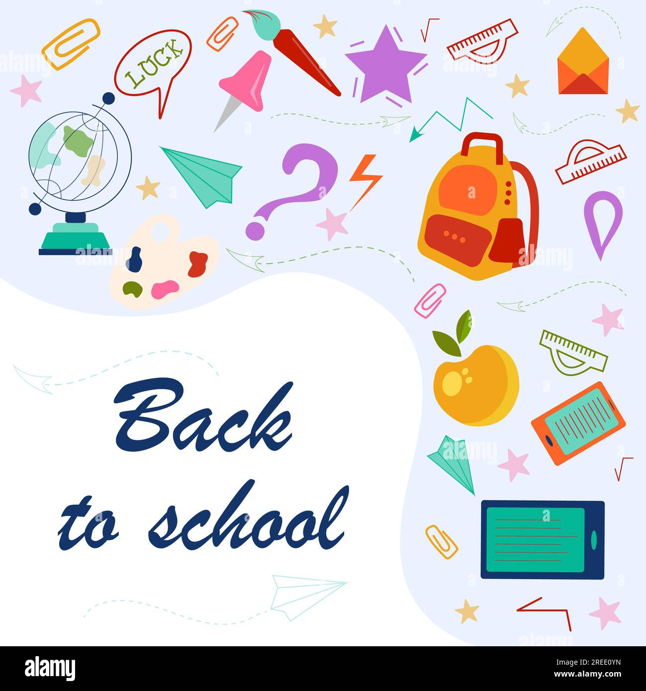 School background, poster. Set of school elements. Back to school. For ...