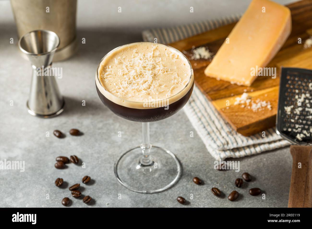Parmesan Cheese Espresso Martini Cocktail with Vodka Stock Photo - Alamy