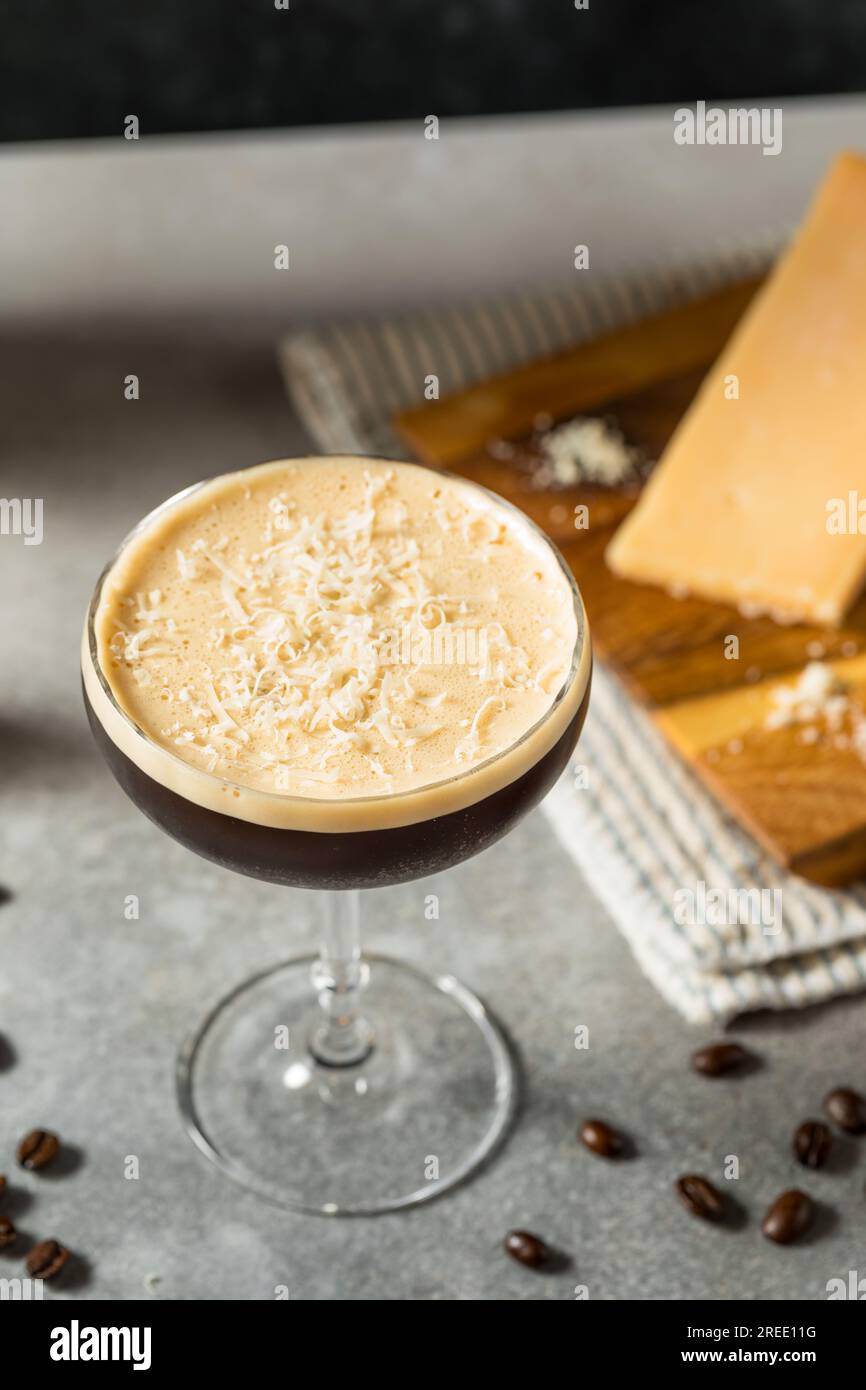Parmesan Cheese Espresso Martini Cocktail with Vodka Stock Photo - Alamy