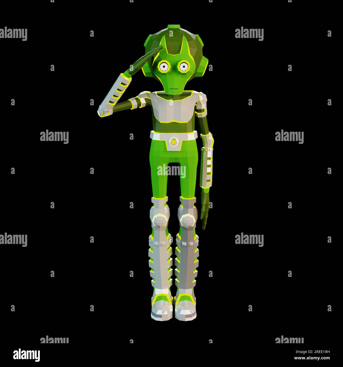 3D green alien is saluting like a soldier Stock Photo - Alamy