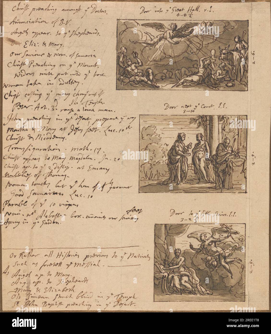 The Angel appearing to the shepherds, the visitation, and the ...